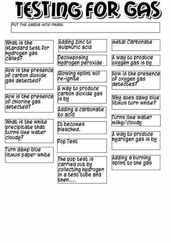Chemical Analysis - Gas Tests (oxygen, hydrogen, chlorine and carbon ...