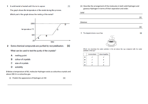 Igcse Chemistry Unit 1 Measurement Particles And Purification Teaching Resources