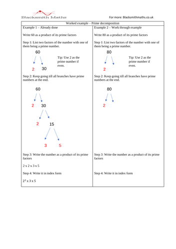 Product of prime factors (Prime factor decomposition) worksheet ... Product of prime factors (Prime factor decomposition) worksheet ...