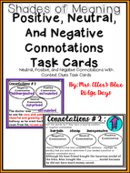 Positive and Negative Connotation Task Cards (with context clues ...