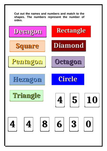 2D shapes. Name the shape and identify the number of sides. | Teaching ...