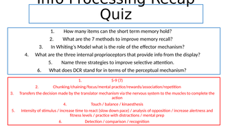 AQA A Level PE Baddeley & Hitch Working Memory and Schmidt's Schema Theory | Teaching Resources