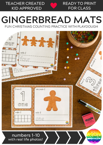 Christmas Playdough Gingerbread Number Mats 1-10 | Teaching Resources