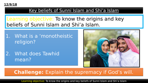 1.3.2 - Key Beliefs of Sunni Islam and Shi'a Islam | Teaching Resources