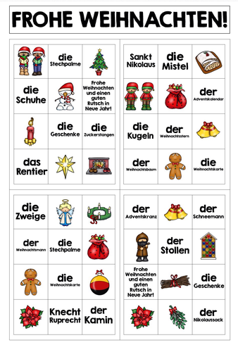 GERMAN CHRISTMAS BINGO | Teaching Resources