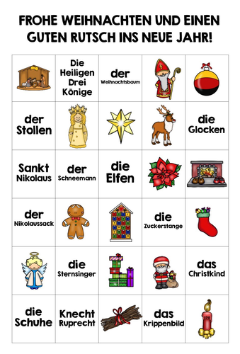 GERMAN CHRISTMAS BINGO | Teaching Resources