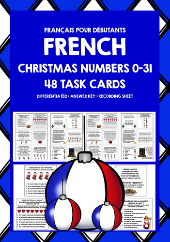 FRENCH CHRISTMAS NUMBERS 0-31 CHALLENGE CARDS | Teaching Resources