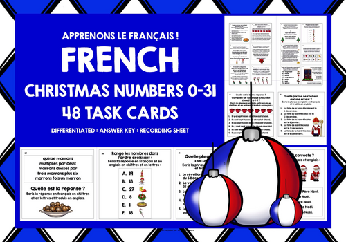 FRENCH CHRISTMAS NUMBERS 0-31 CHALLENGE CARDS | Teaching Resources