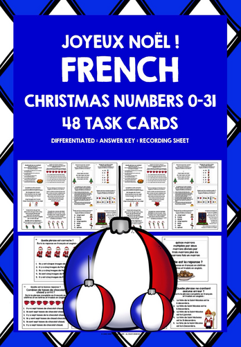 FRENCH CHRISTMAS NUMBERS 0-31 CHALLENGE CARDS | Teaching Resources