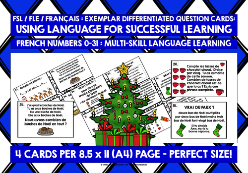 FRENCH CHRISTMAS NUMBERS 0-31 CHALLENGE CARDS | Teaching Resources