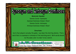 Synonym and Antonym Dominoes | Teaching Resources