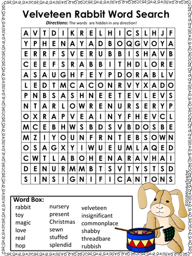 Velveteen Rabbit Word Search - Hard | Teaching Resources