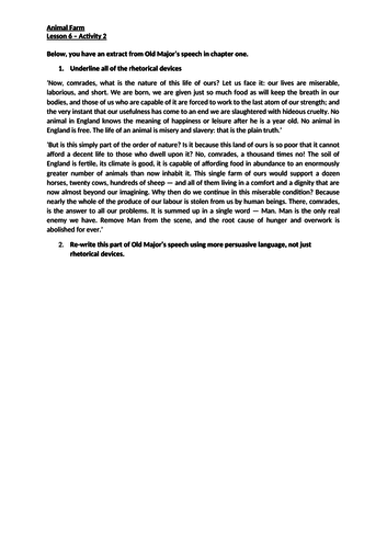 Animal Farm - Speech writing | Teaching Resources