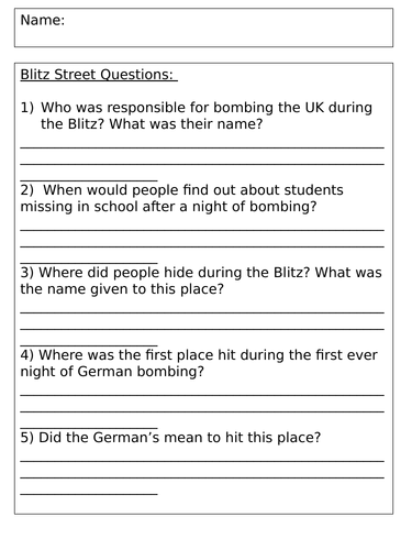 World at War: The Blitz Survival Guide. | Teaching Resources
