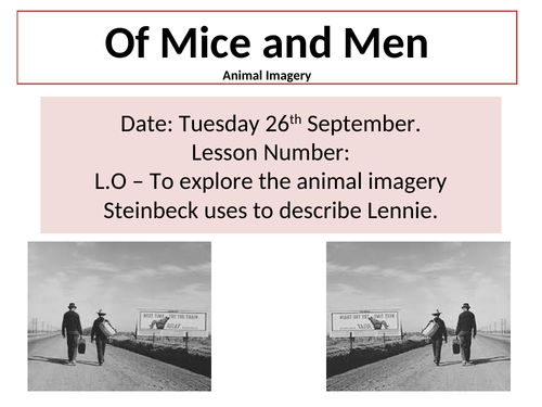 Of Mice and Men - Animal Imagery in the novel. (Activity sheets ...