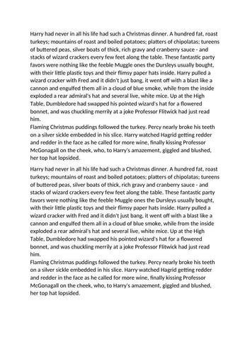 Christmas dinner- Descriptive writing KS3/Low ability KS4- Harry Potter ...