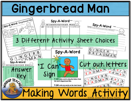 Gingerbread Man Word Activity Center | Teaching Resources