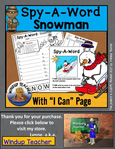 Snowman Word Activity | Word Work Center | Teaching Resources