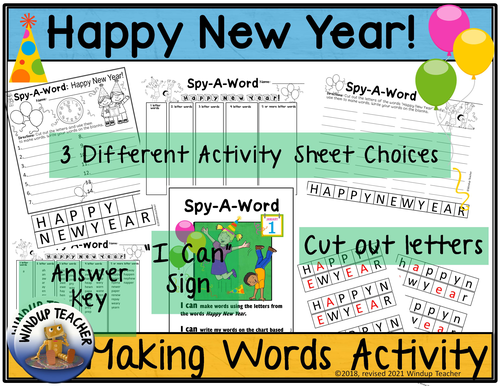 Happy New Year Word Activity | Word Work Center | Teaching Resources