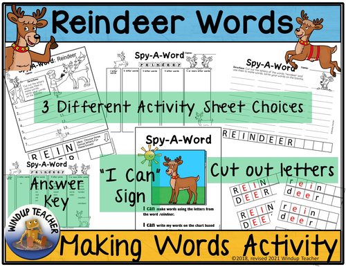 Reindeer Word Activity Literacy Center | Teaching Resources