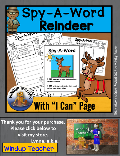 Reindeer Word Activity Literacy Center | Teaching Resources
