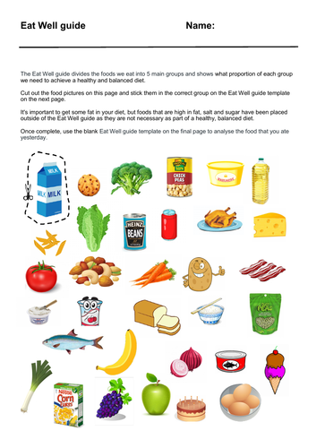 Food cover work / cover lesson - Eat Well guide - 1hr activity ...