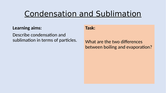 KS3 Condensation and Sublimation | Teaching Resources