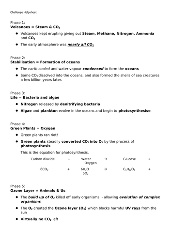 The Earth's Early Atmosphere | Teaching Resources