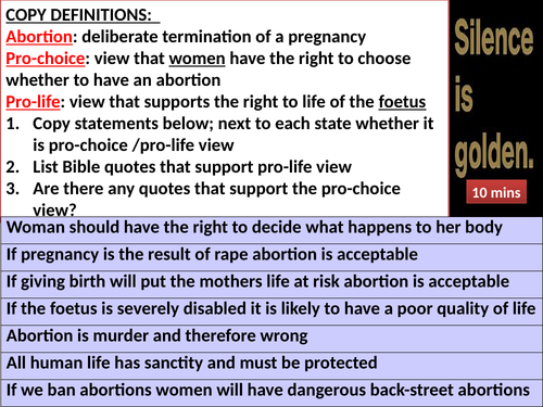 ABORTION PRO LIFE AND PRO CHOICE | Teaching Resources