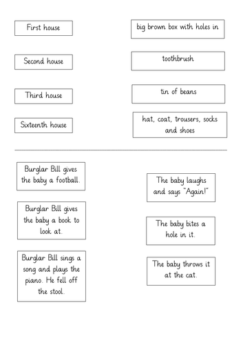 Burglar Bill Year 2 SATs style questions differentiated | Teaching ...