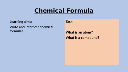 KS3 Writing Chemical Formulae | Teaching Resources