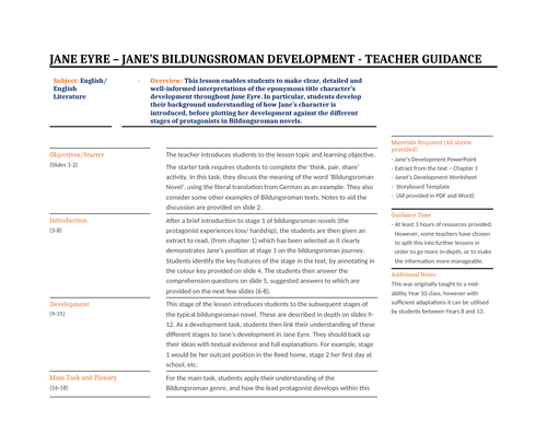 Jane Eyre - Jane's Bildungsroman Development! | Teaching Resources