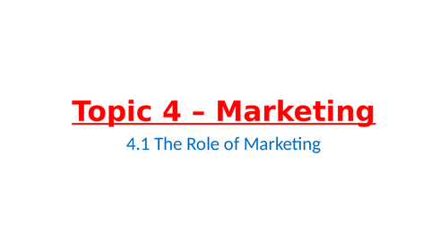 IB Business Management – Unit 4 Marketing – 4.1 The Role of Marketing ...