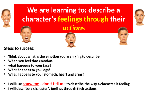 Describe a character's feelings through actions - Whole lesson ...