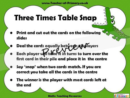 Three Times Table Snap | Teaching Resources