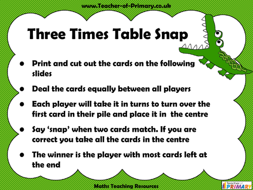 Three Times Table Snap | Teaching Resources