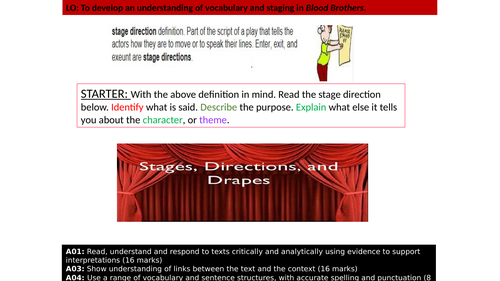 Staging and Theatre in Blood Brothers | Teaching Resources