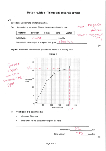GCSE Physics Revision - Chapter 5 Forces and motion | Teaching Resources