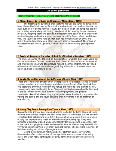 Life of a slave - two lessons | Teaching Resources