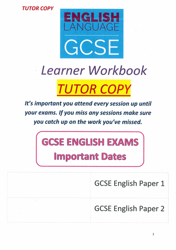 GCSE English Language Workbook | Teaching Resources