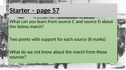 Civil Rights. Edexcel GCSE Conflict at Home and Abroad - Selma ...