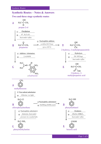Synthetic Routes - A-Level Chemistry | Teaching Resources