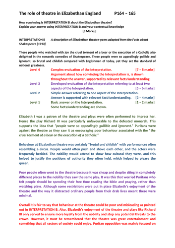 Elizabethan England 1558 - 1603 model answer gcse aqa history ...