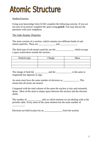 OCR A Level Chemistry AS Atomic Structure | Teaching Resources