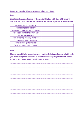 Full Scheme of Work: Power and Conflict Anthology | Teaching Resources