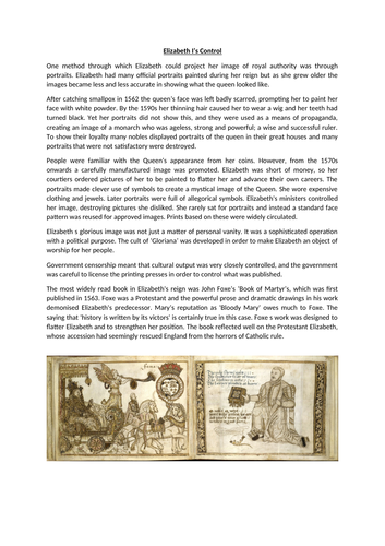 The Cult of Elizabeth I - Tudor Propaganda | Teaching Resources