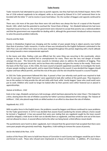 The Elizabethan Poor Law, 1601 | Teaching Resources