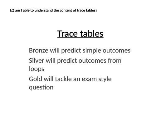 Edexcel Computer Science Paper 2 Trace Tables | Teaching Resources