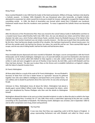 The Babington Plot, 1586 | Teaching Resources