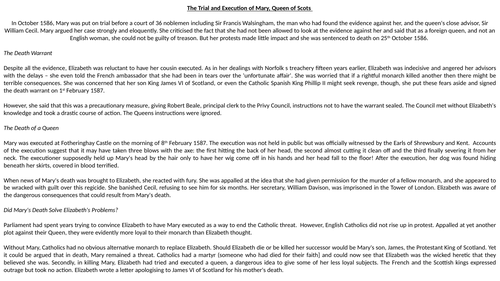 The Trial and Execution of Mary, Queen of Scots | Teaching Resources